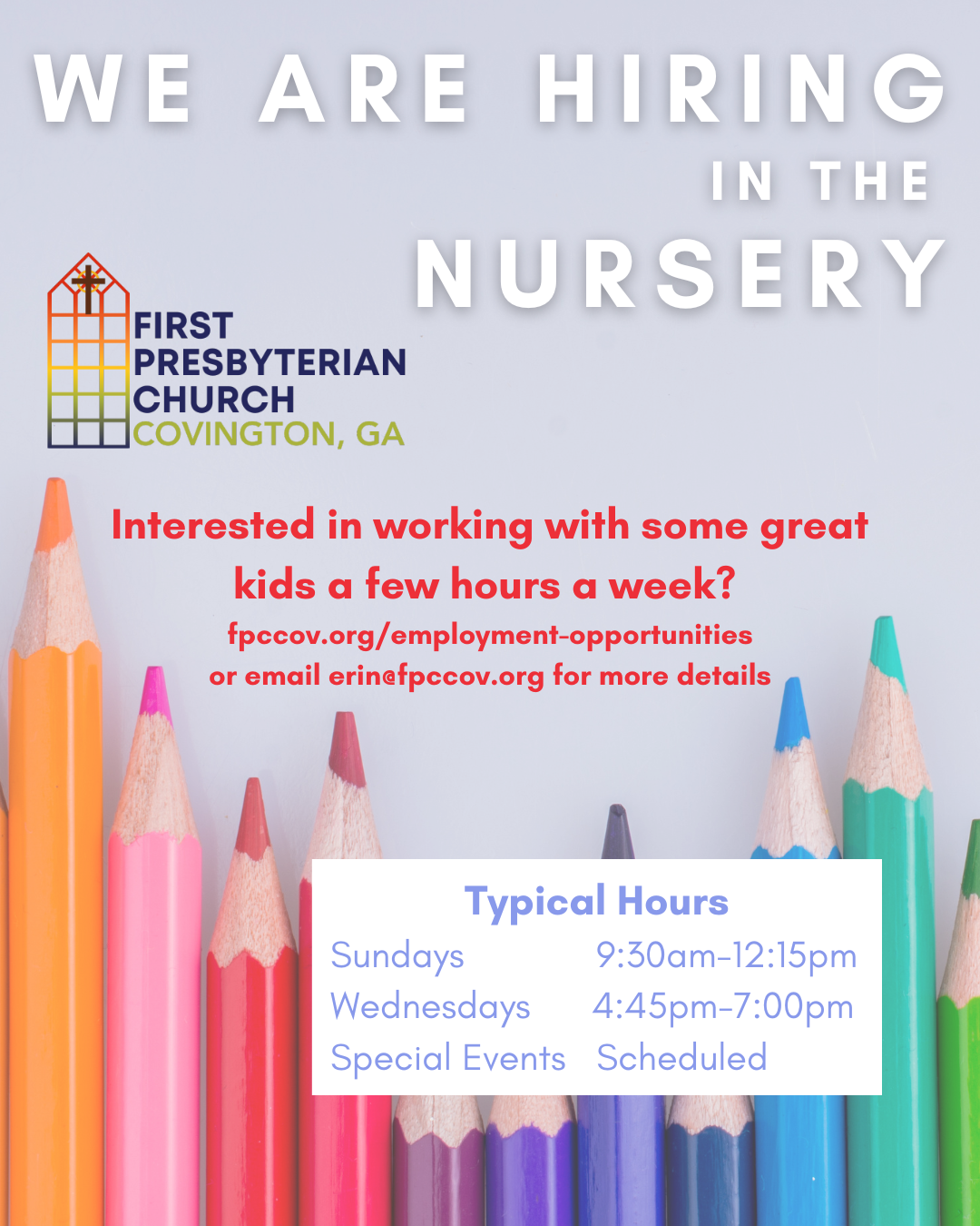 Employment Opportunities — First Presbyterian Church Covington, GA