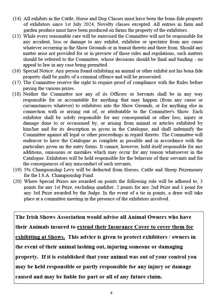 Schedule — Mohill Agricultural Show