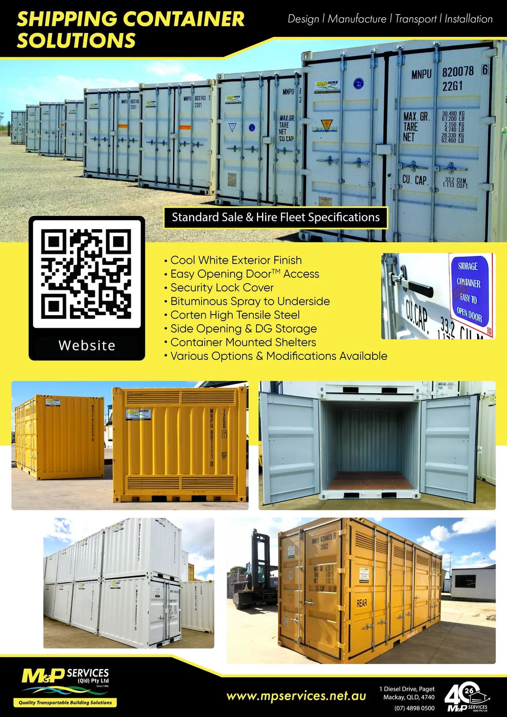 SHIPPING CONTAINERS — M&P Services QLD