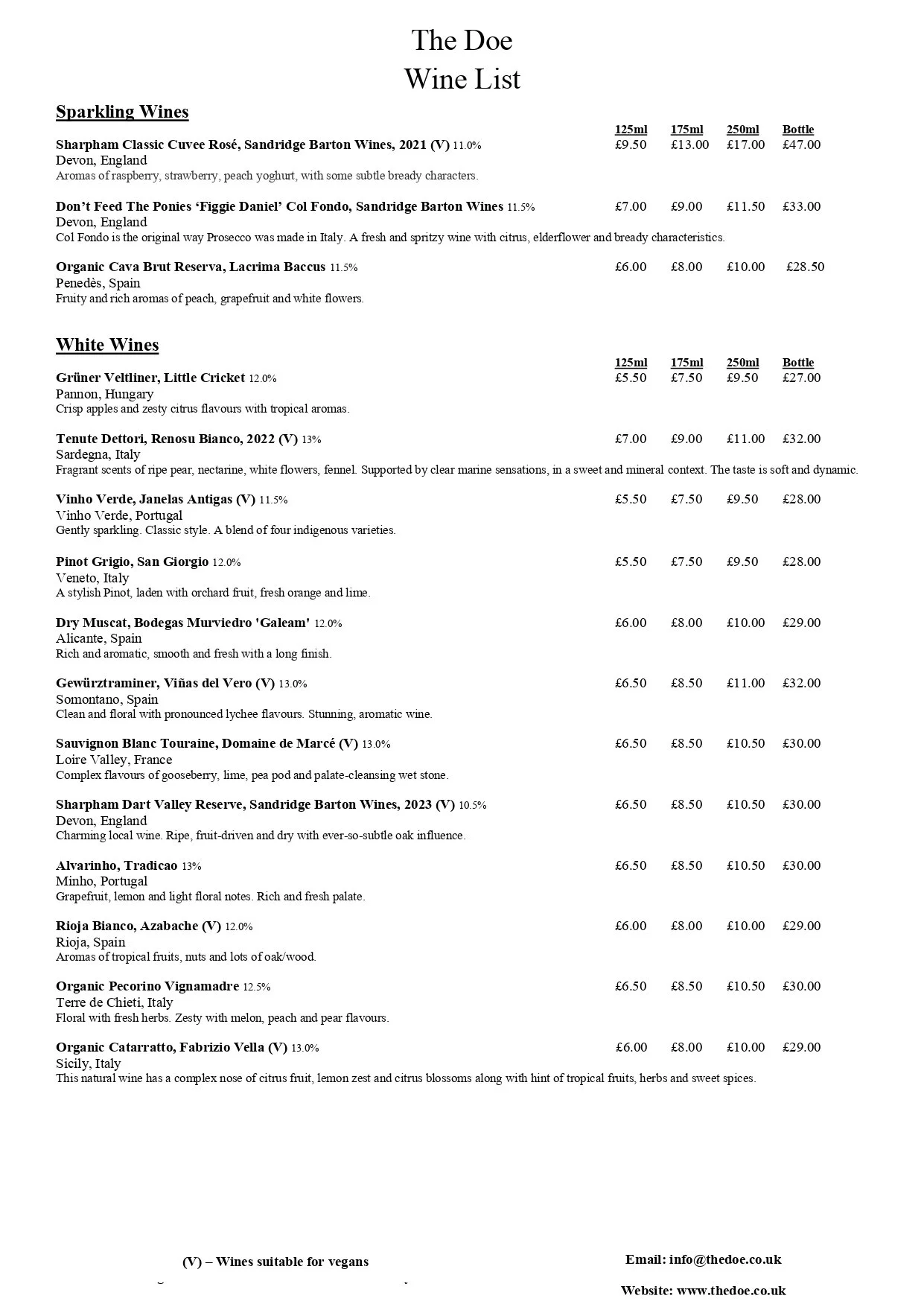 Menu — The Doe