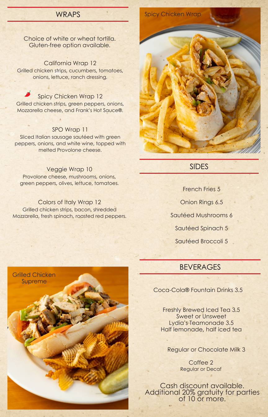 Menu — Lydia's Italian Kitchen - Home