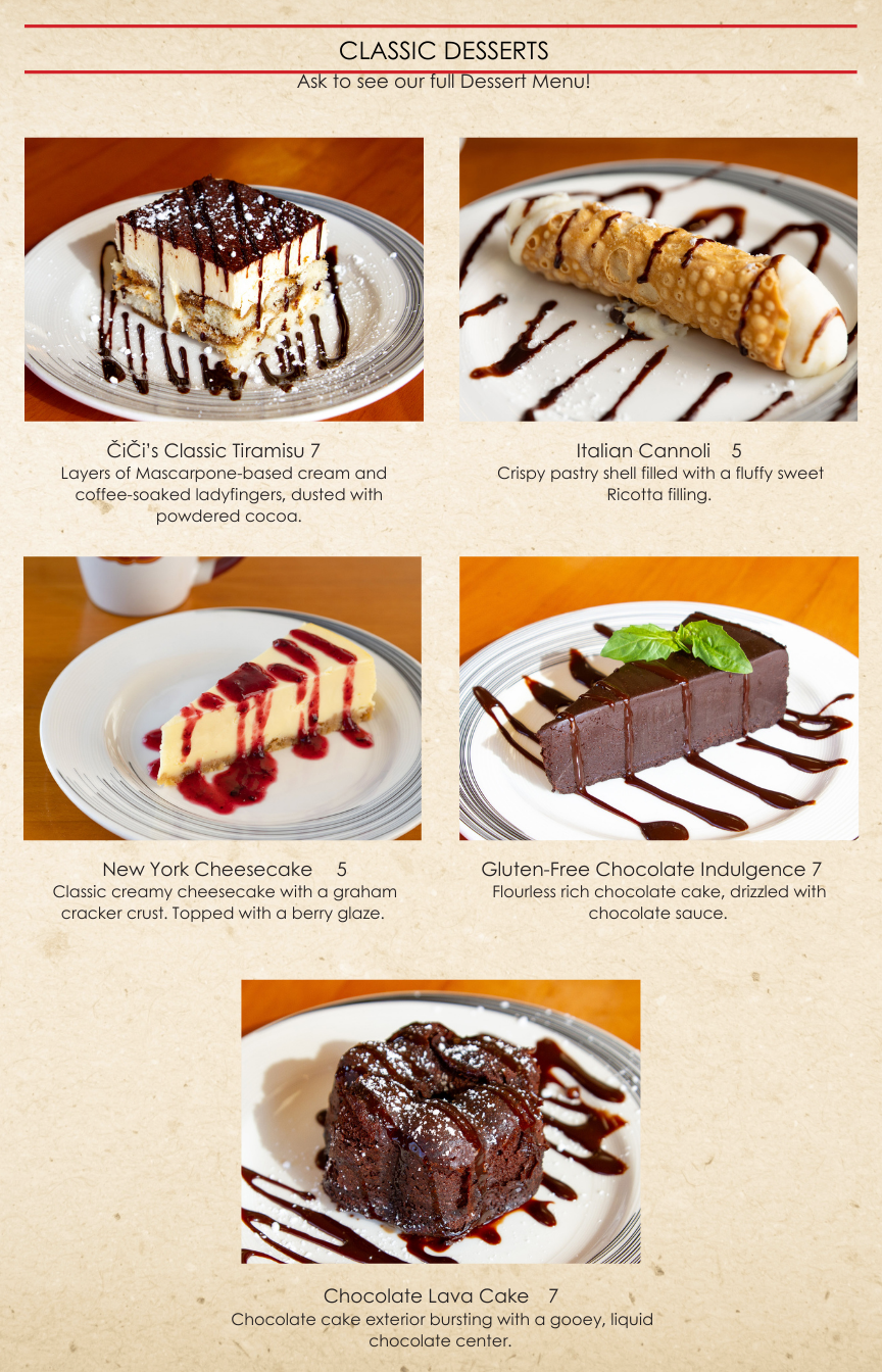 Menu — Lydia's Italian Kitchen - Home