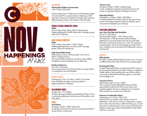 November Happenings — Green Bay Community Church