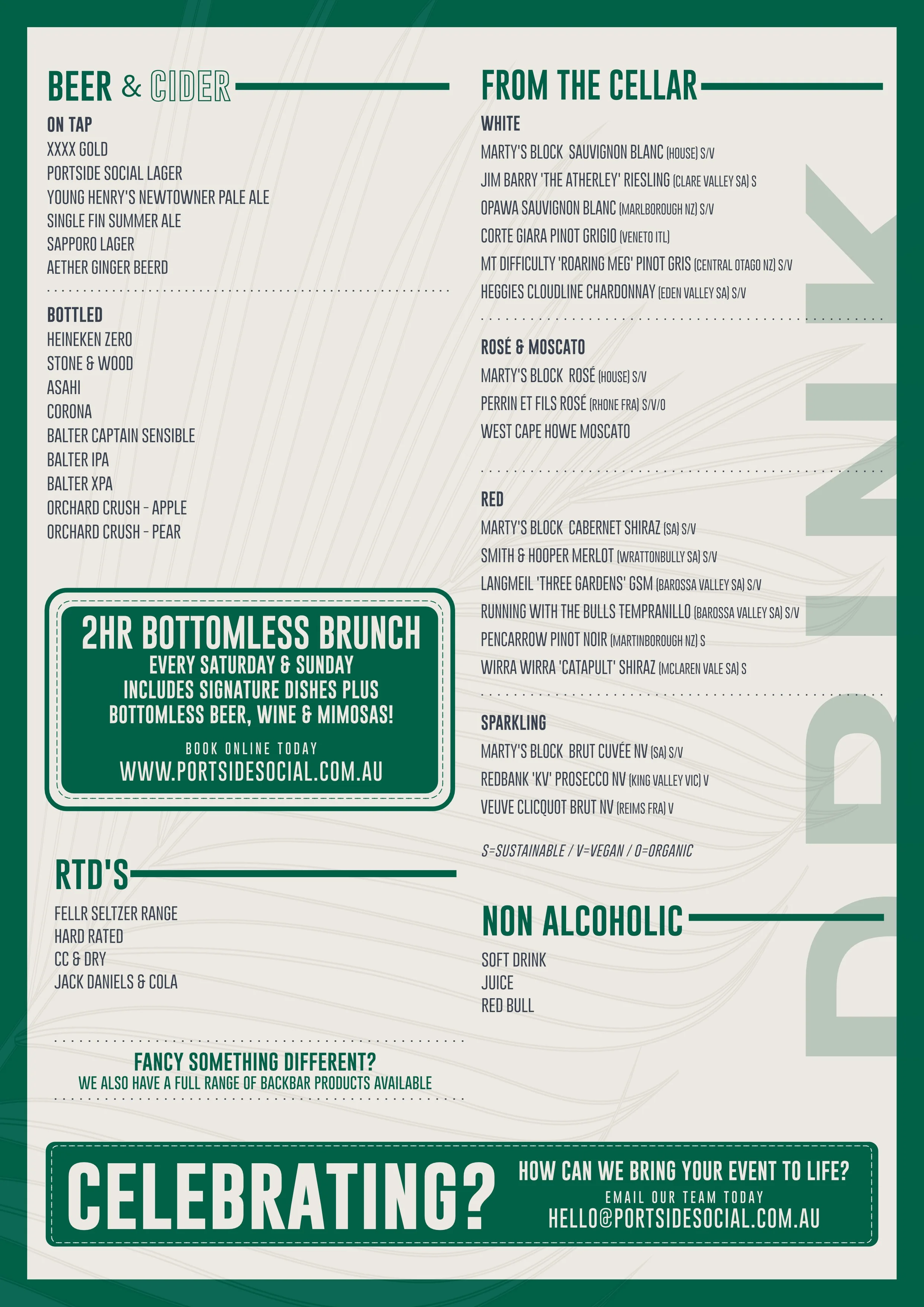 Drinks Menu - Portside Social Kitchen & Bar