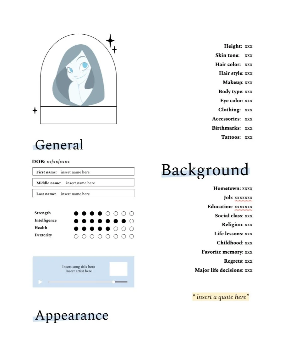 OC Info Template for Google Docs — Templates and Tutorials