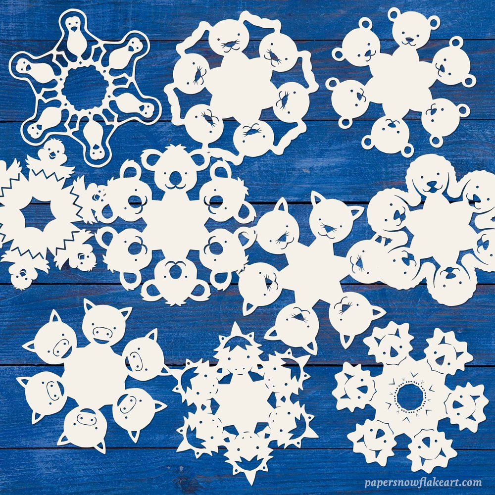 Winter Paper Snowflake Bundle (10 Paper Snowflake Patterns - PDF ...
