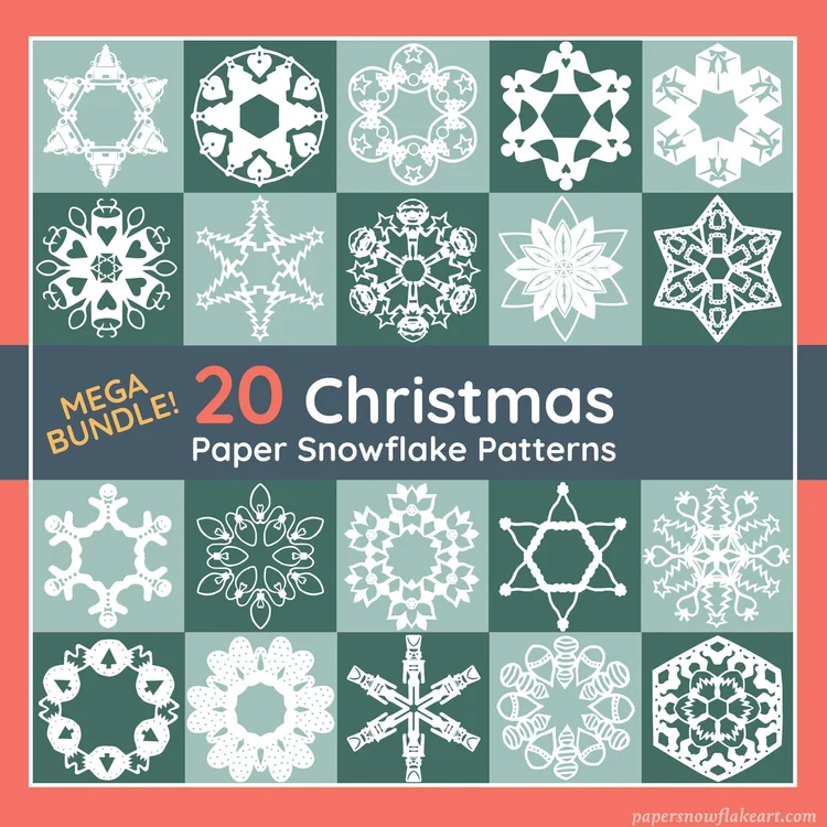 Valentine's Day Paper Snowflake Bundle (10 Paper Snowflake Patterns ...