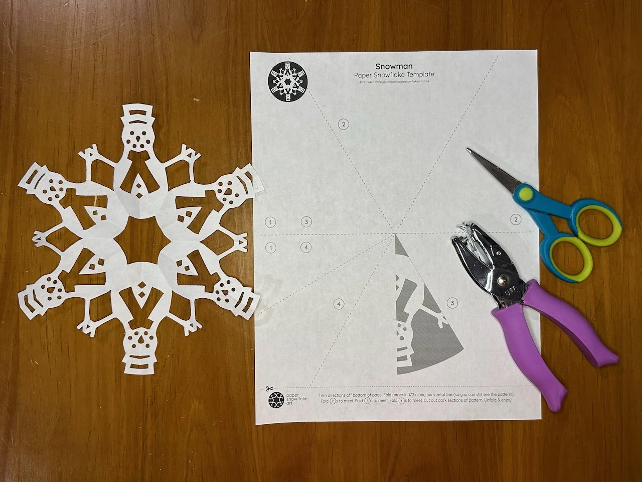 How to make a snowman paper snowflake — Paper Snowflake Art