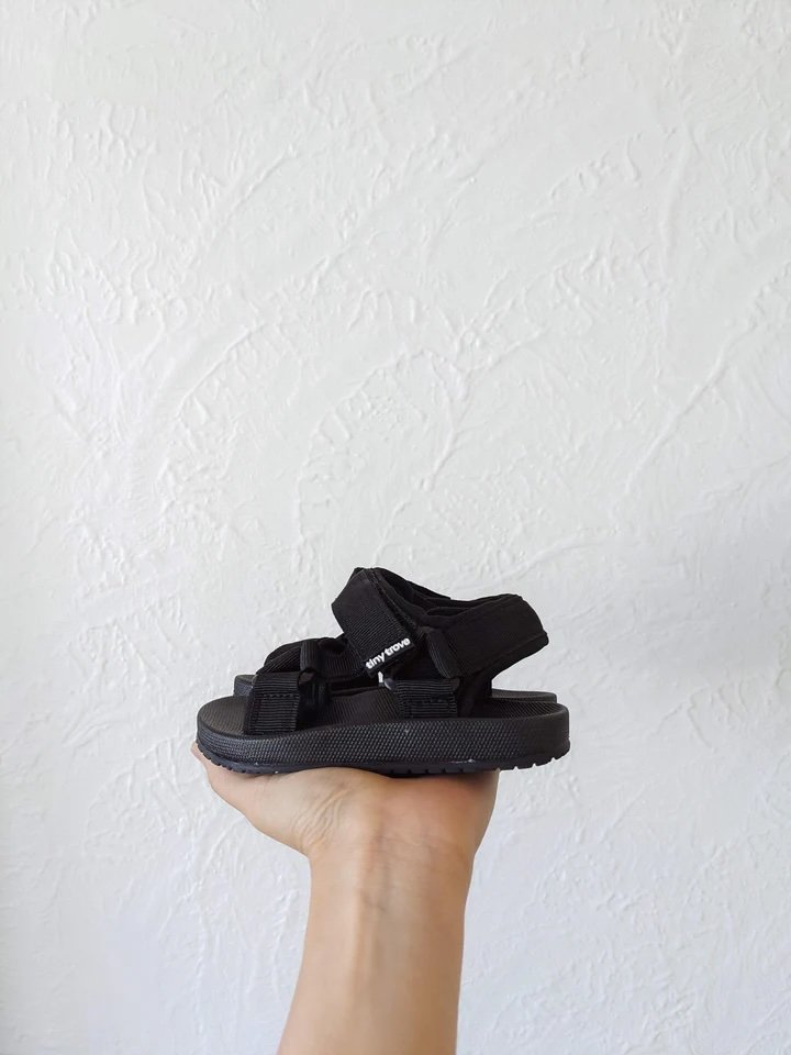 Tiny Trove ~ Olympia Velcro Sandals - Black — MAARL