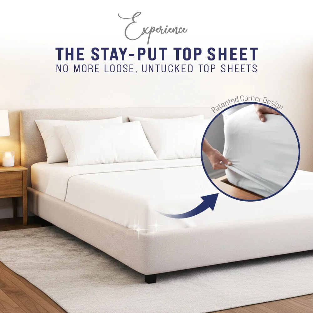 Toesty Sheets | Semi-Fitted No-Tuck Top Sheets for Easy Bed Making