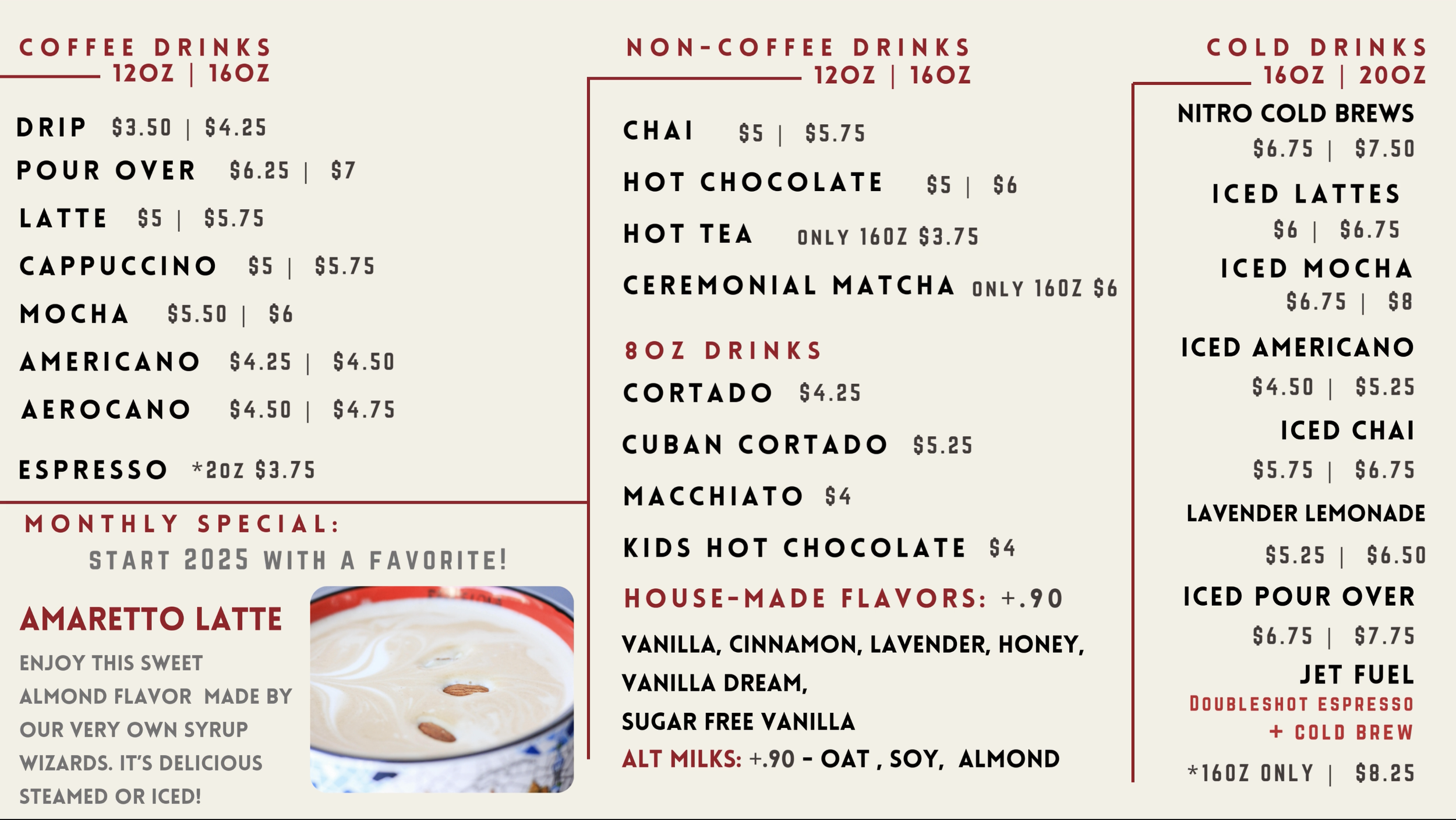 Drink Menu — Coastal Coffee Roasters