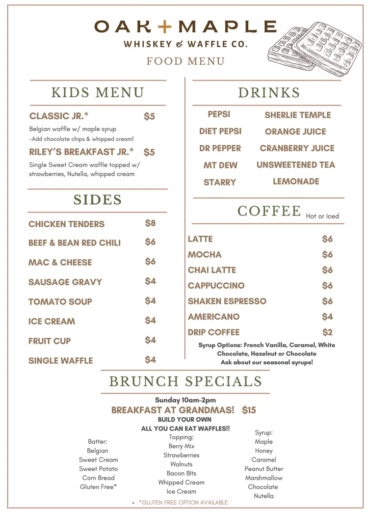 Menu — Oak and Maple