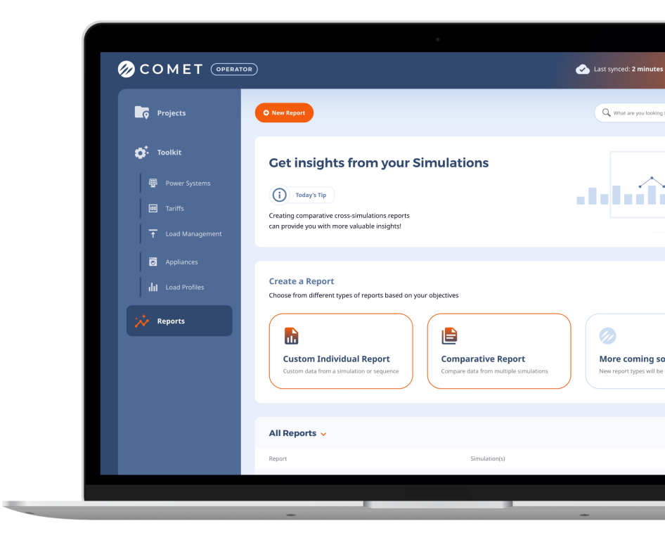 Software Features - Reports — COMET