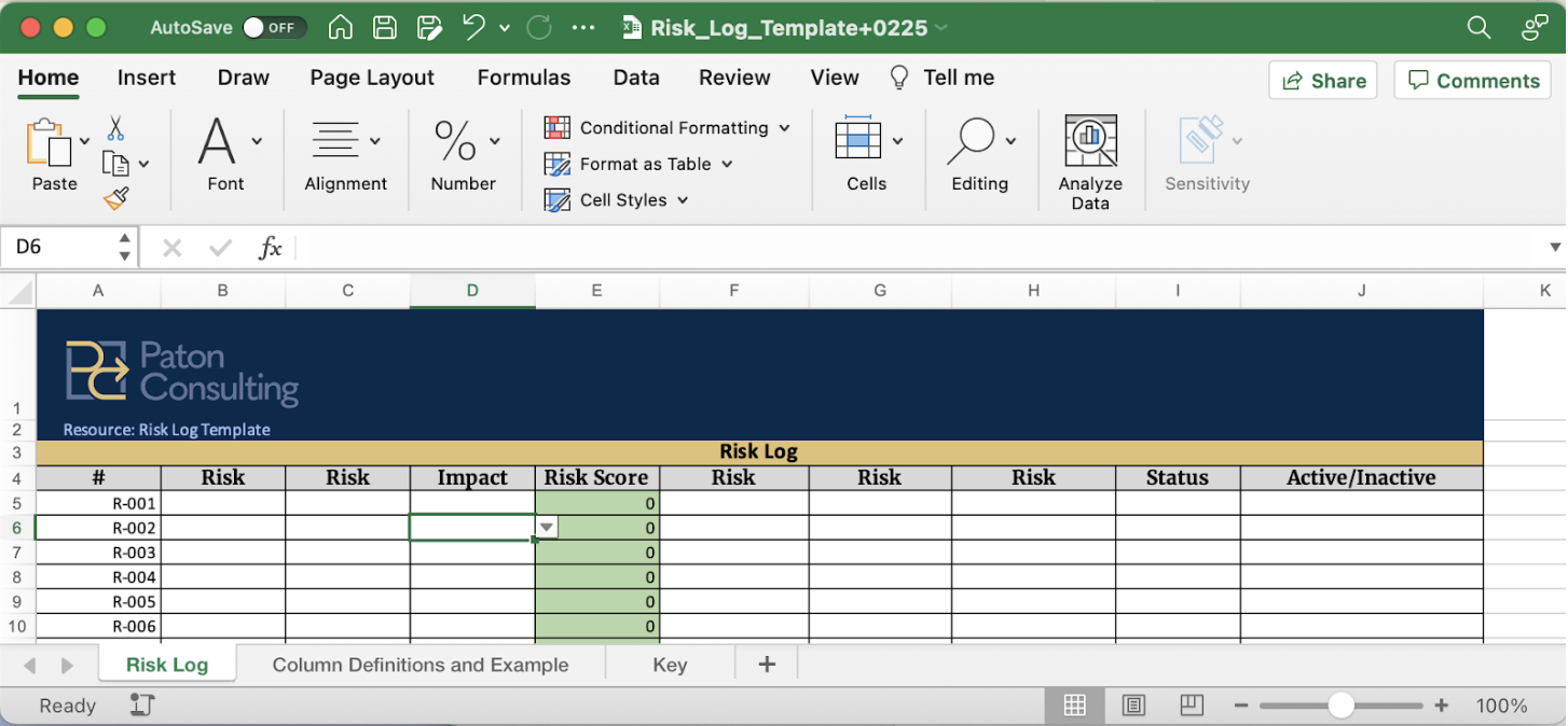 Free Risk Log Template | Simplify Risk Management in Projects — Paton ...