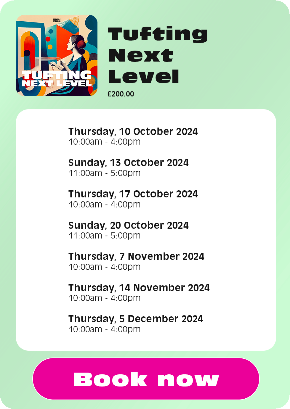 Advanced Tufting Workshop - next level rug making skills — Fulham Textile Studio