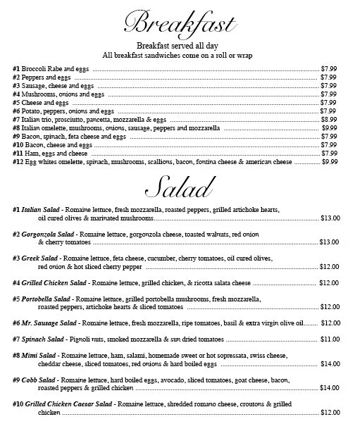 Lunch & Breakfast Menu — Mr.Sausage