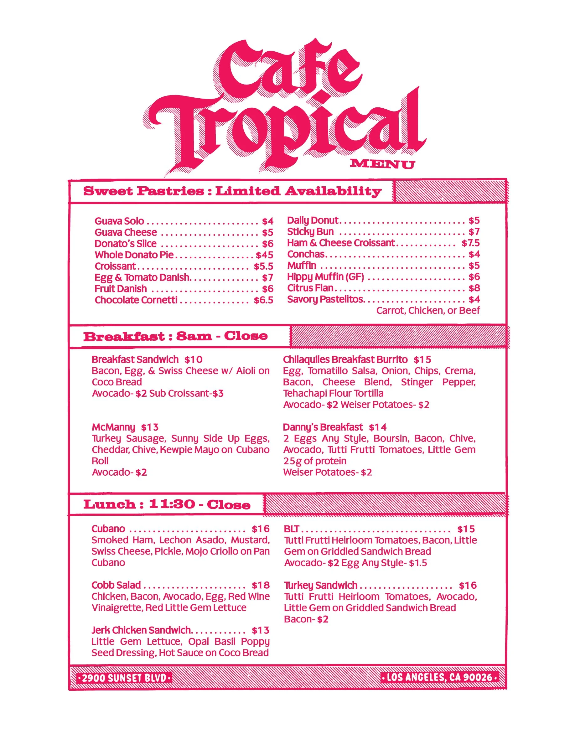 Café Tropical - Menu — Cafe Tropical