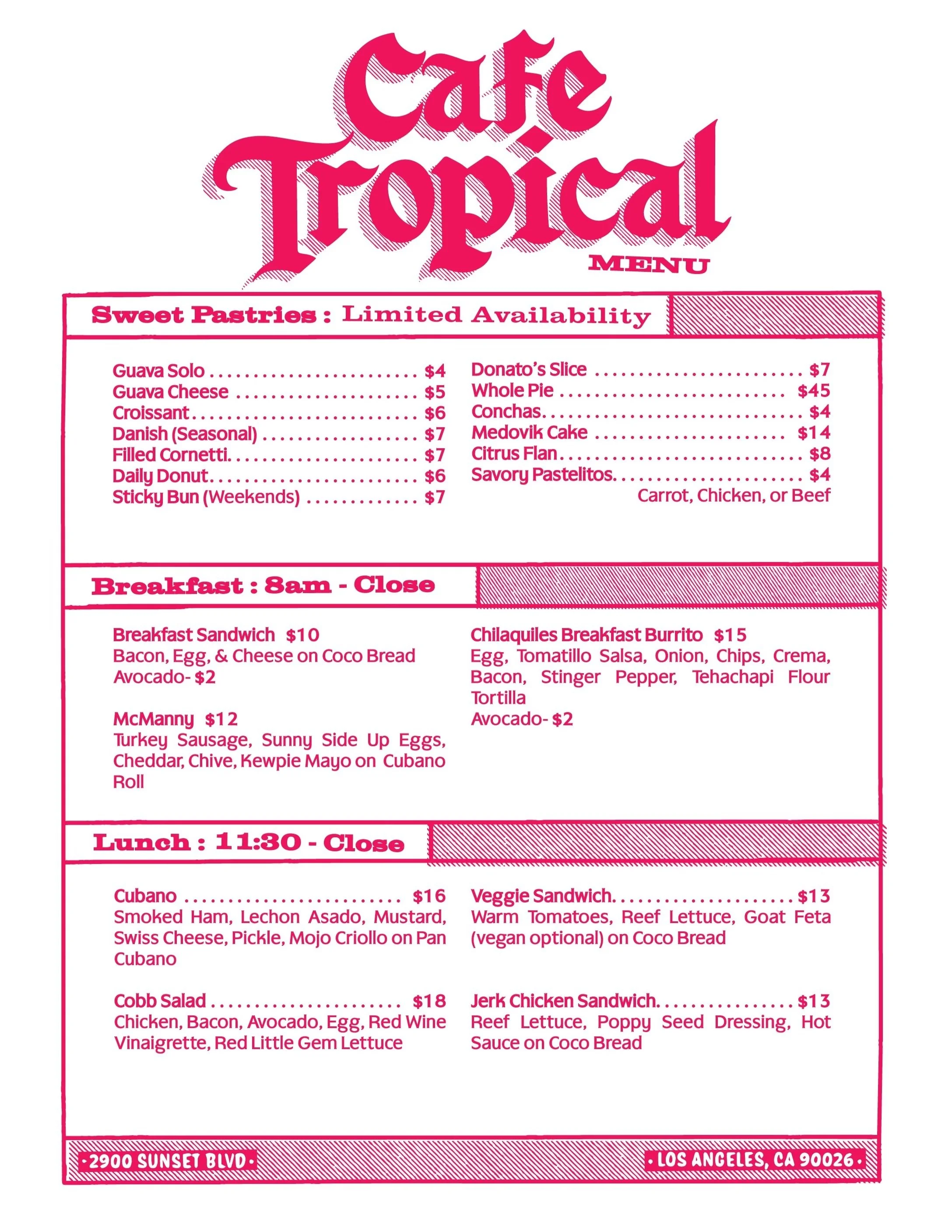 Café Tropical - Menu — Cafe Tropical