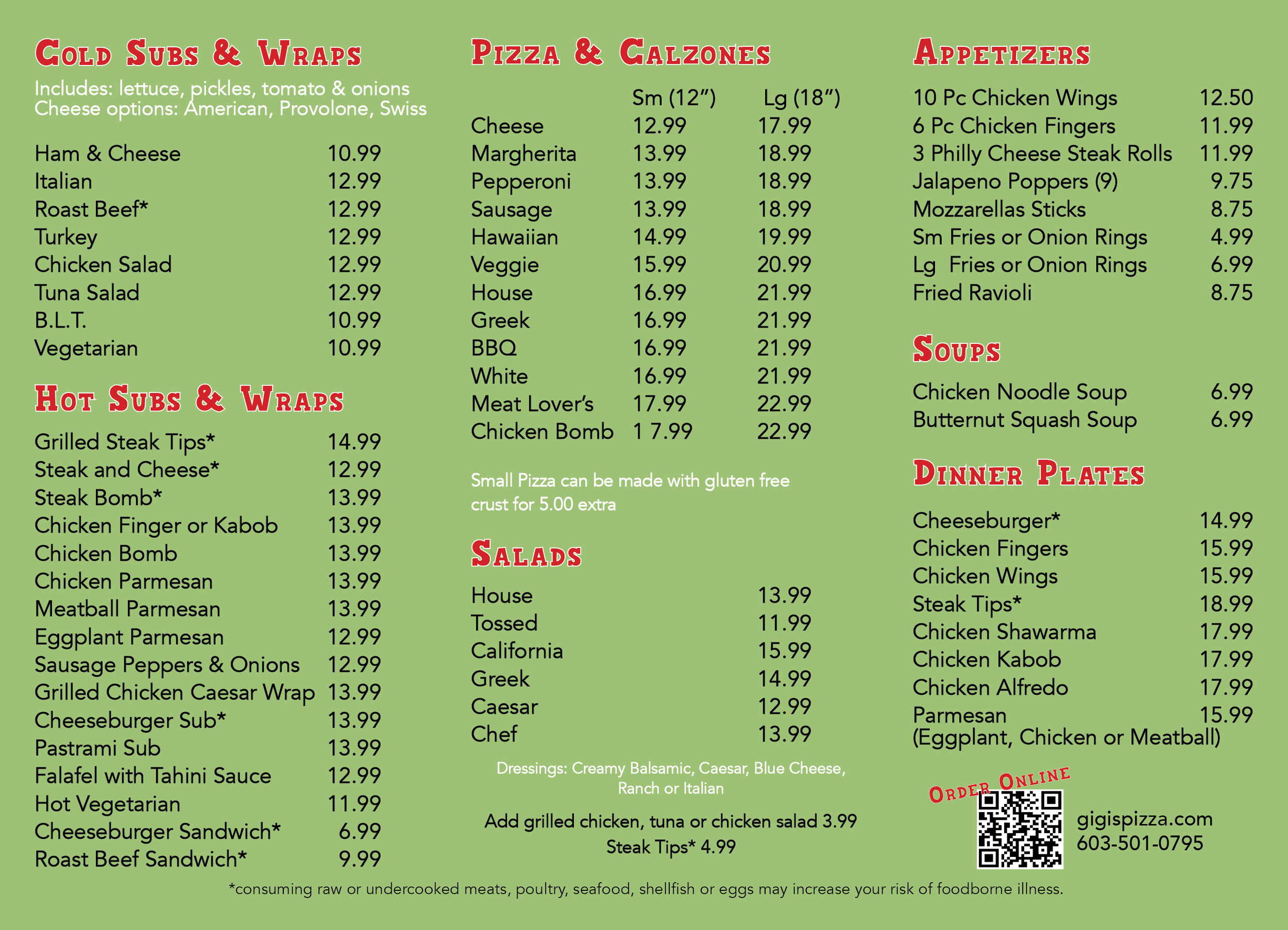 Menu — Gigi's Pizza