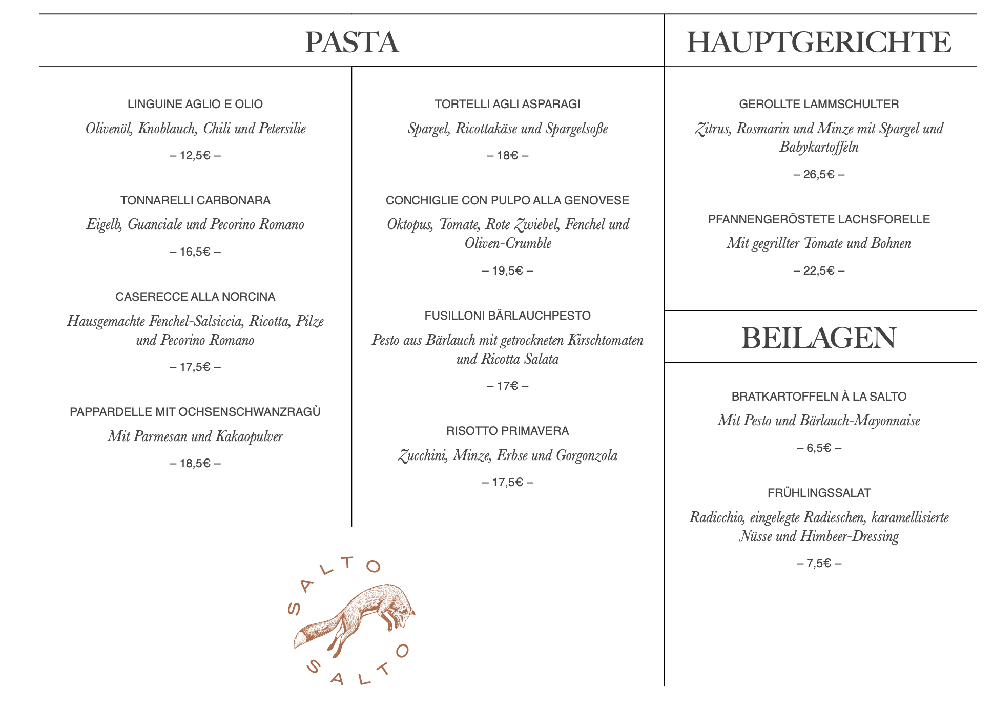 Salto menu — Salto