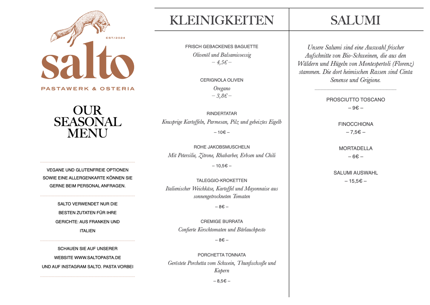 Salto menu — Salto