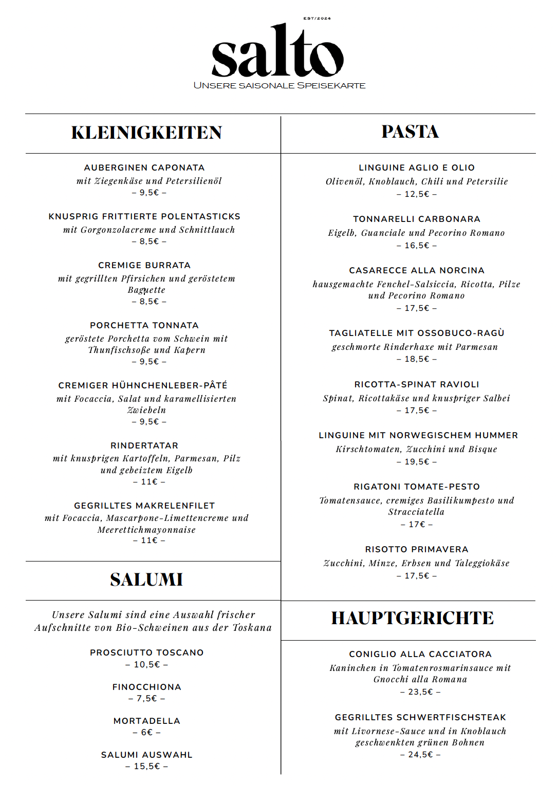 Salto menu — Salto