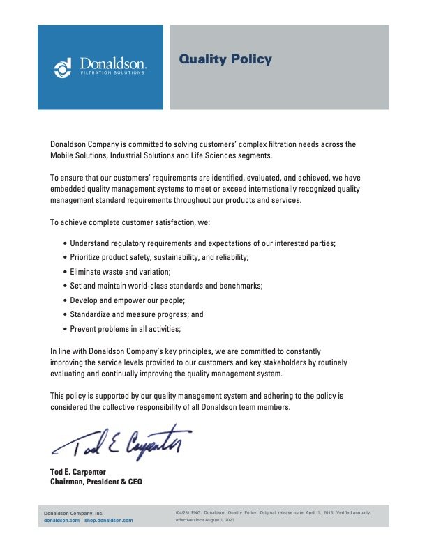 Quality Policy — Isolere Bio
