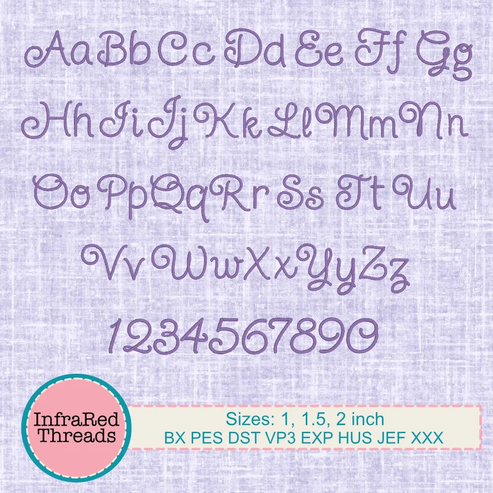 Jillian Bean Stitch Embroidery Font – 5 Sizes — InfraRed Threads