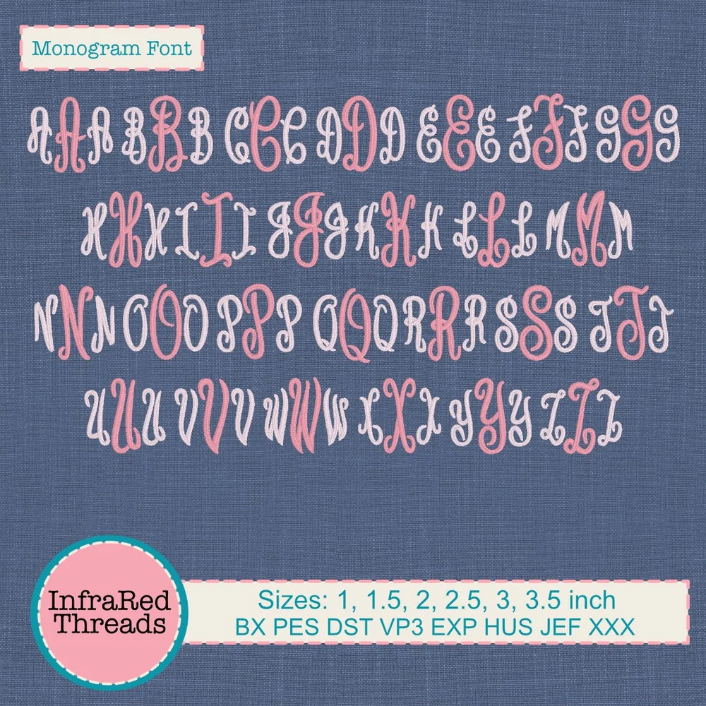 Natalia Script Embroidery Font – BX & Swashes in 3 Sizes — InfraRed Threads
