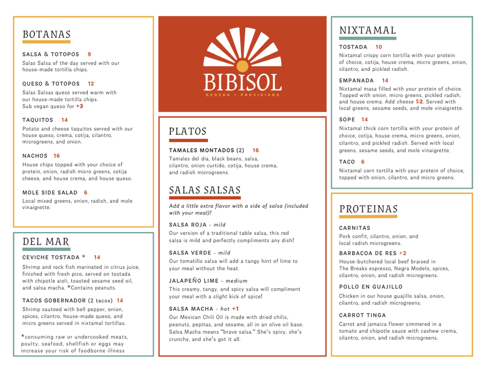 Menu — BibiSol