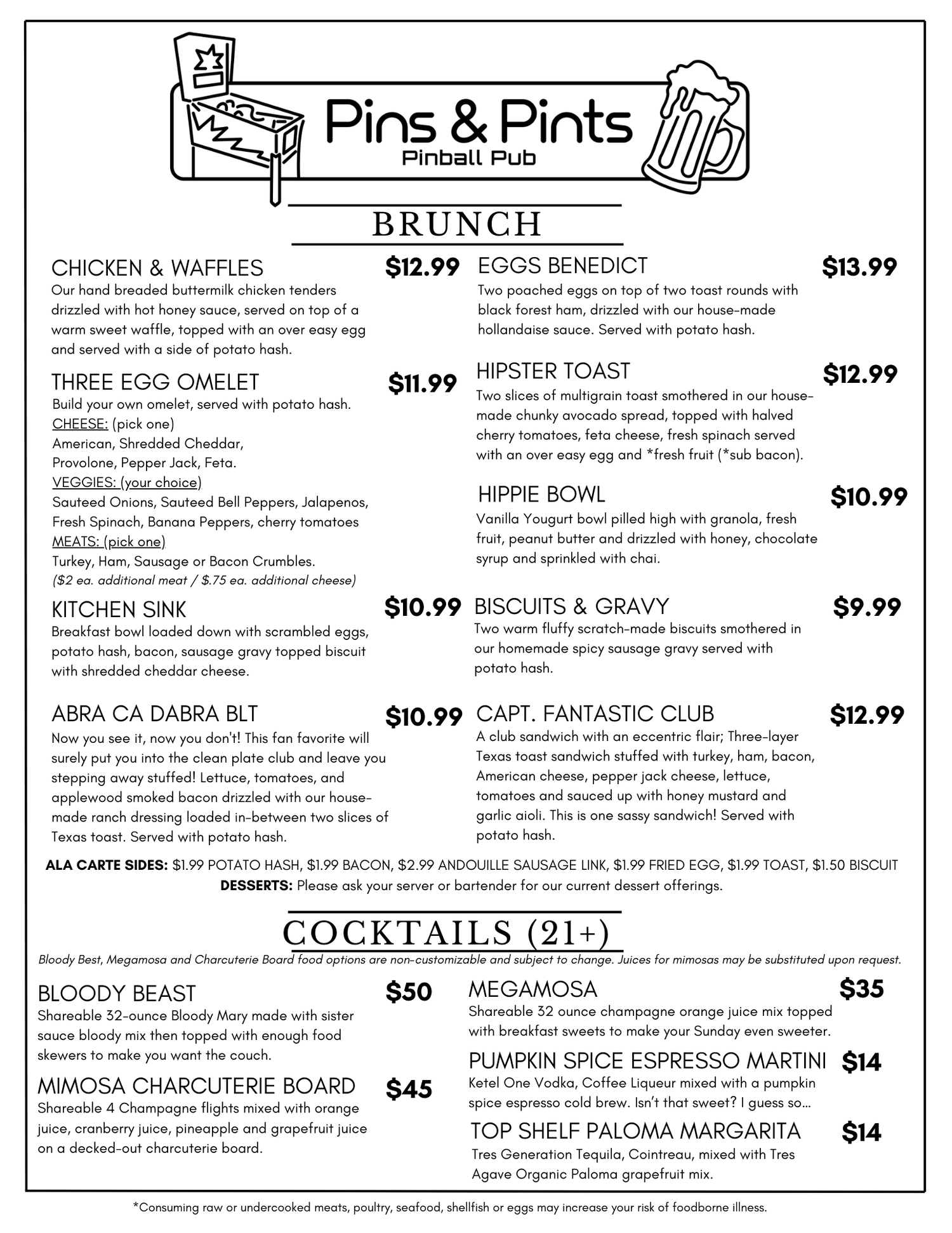 Menu — Pins & Pints