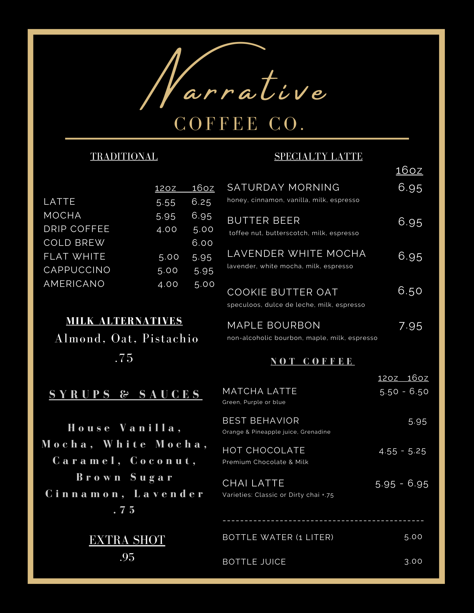 Menu — Narrative Coffee Company