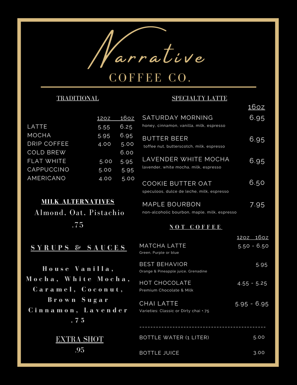 Menu — Narrative Coffee Company