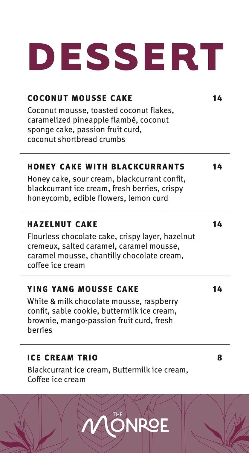 Menu — The Monroe