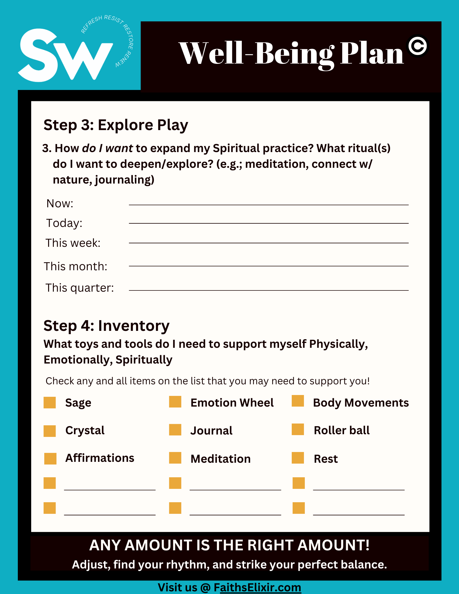Wellbeing Plan — Faith's Elixir