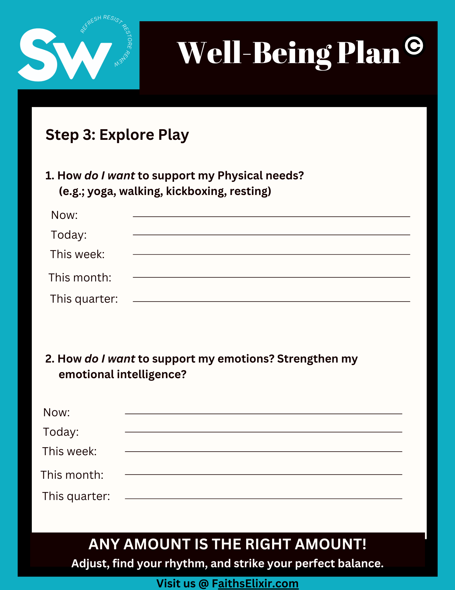 Wellbeing Plan — Faith's Elixir