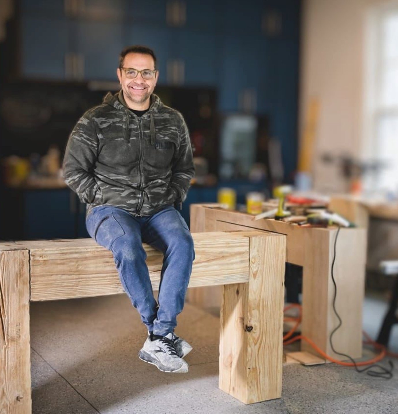 Artisan woodworkers crafting beautiful modern rustic furniture in their ...
