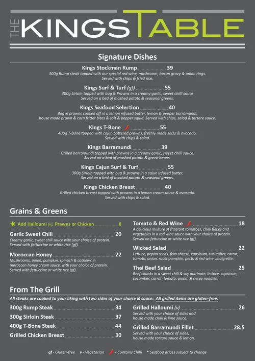 Menu | Best Food & Dining Bathurst — Kings Hotel Bathurst