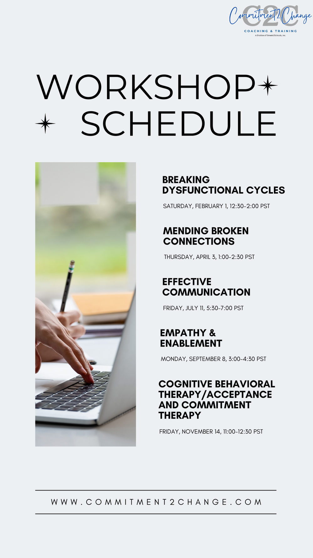 Upcoming Live Workshops — Commitment2Change