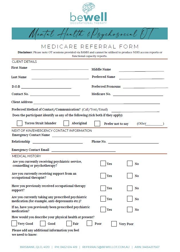 Be Well Occupational Therapy