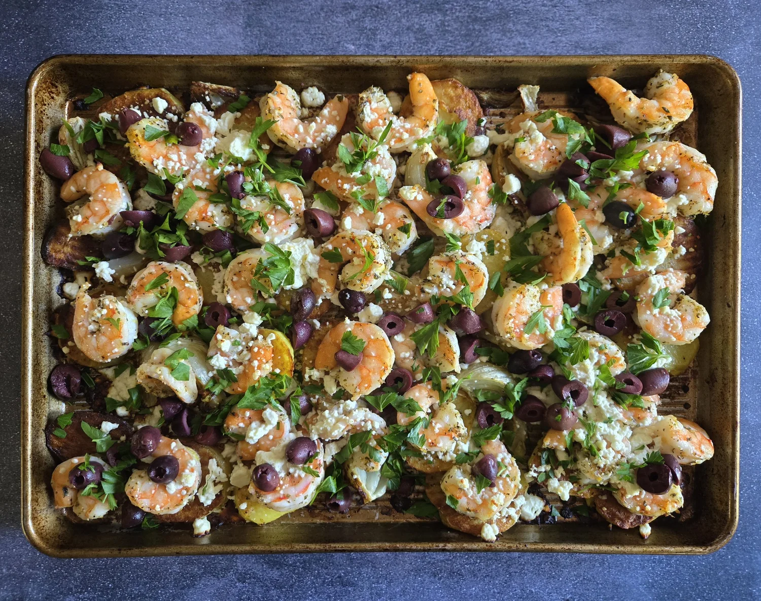 One Pan Mediterranean Shrimp — Monica Cooks