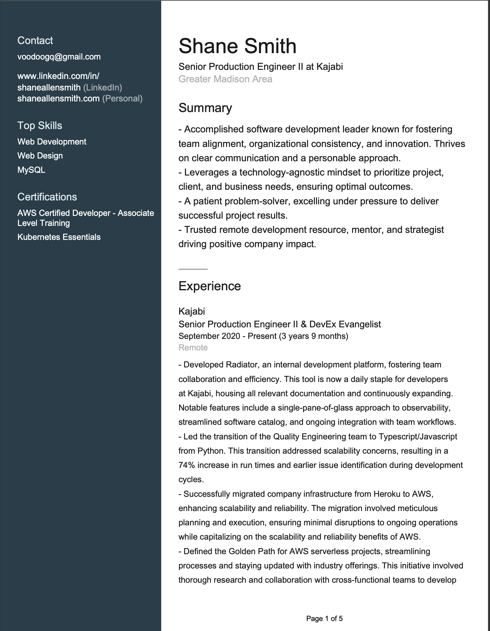 résumé — Shane Allen Smith