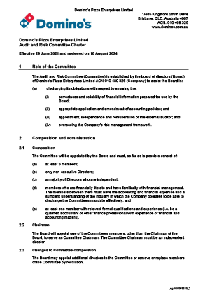 Corporate Governance — Domino's Pizza Enterprises