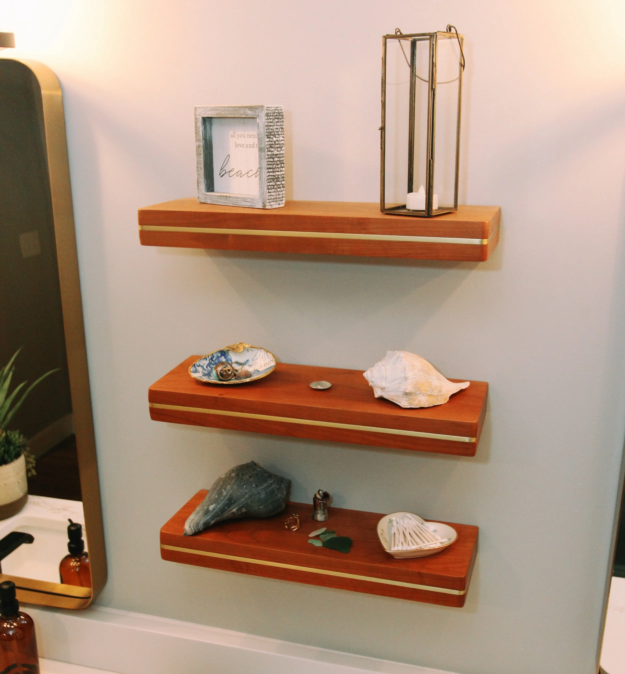 Floating cherry wood shelves — AlisonWorks