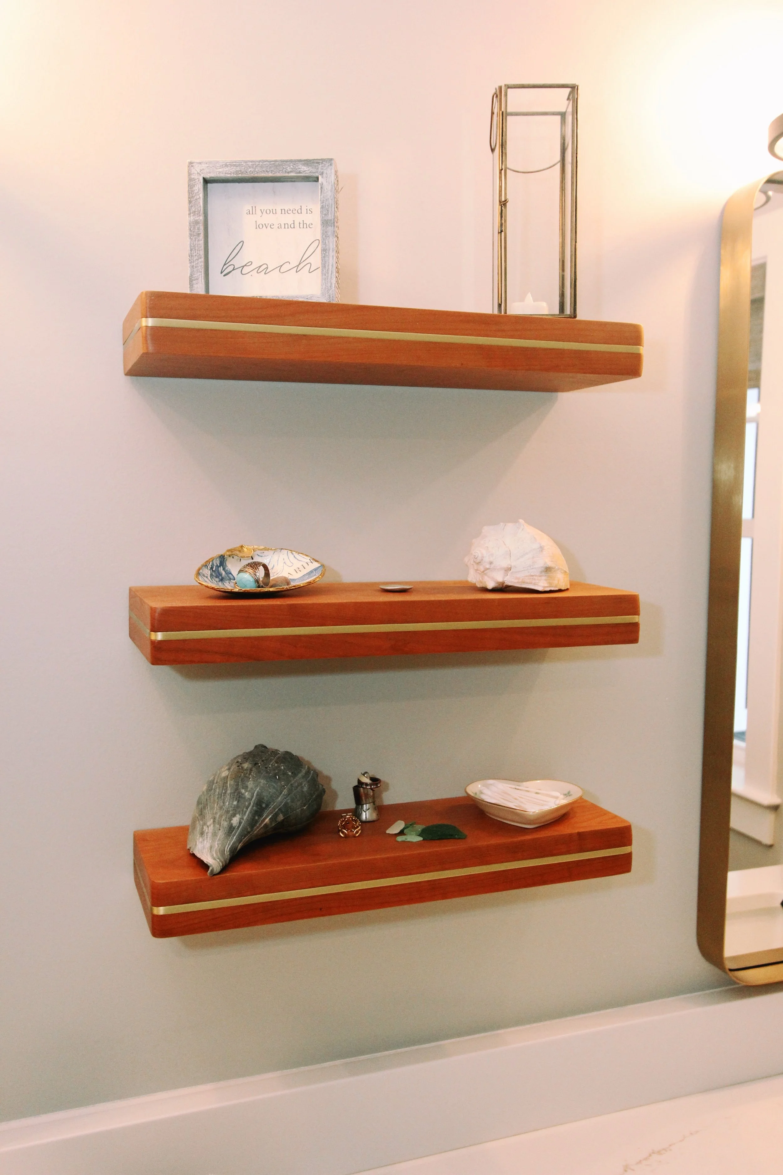 Floating cherry wood shelves — AlisonWorks