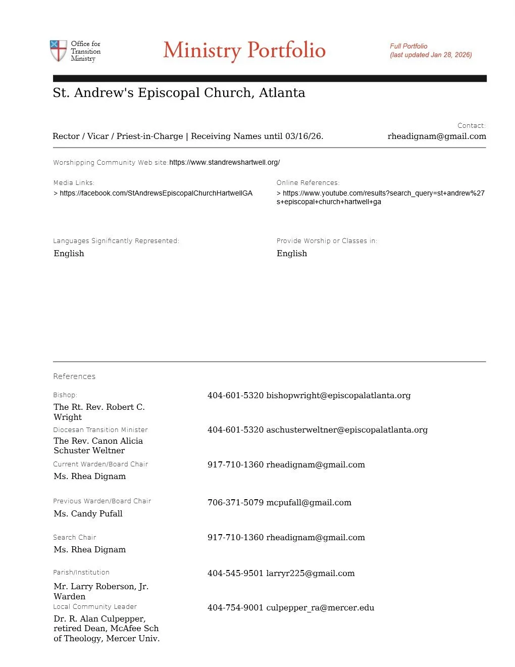 OTM Ministry Profile — St. Andrew's Hartwell