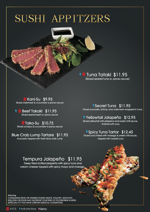 Menu - Sushi Nami | Best Japanese Restaurant in Louisiana