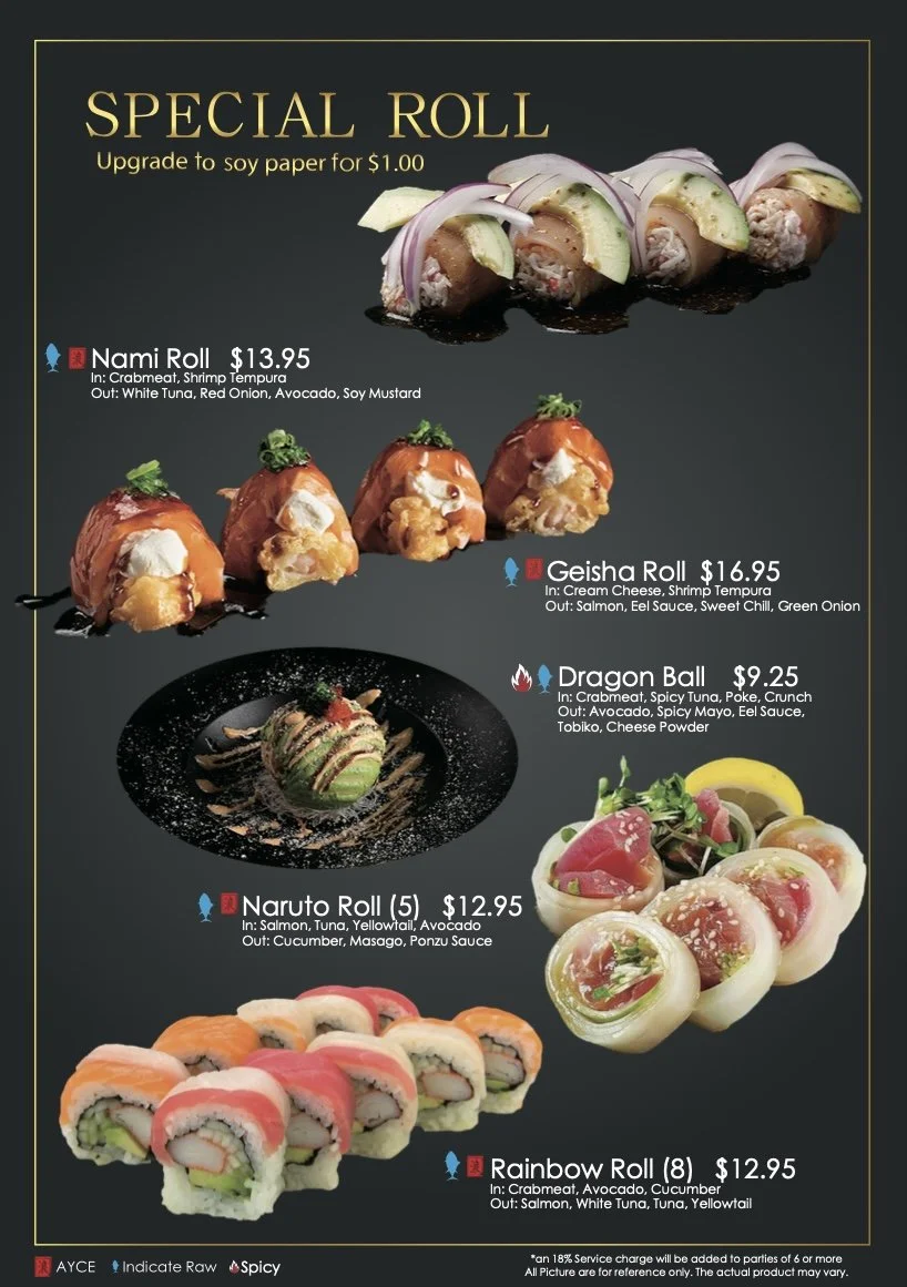 Menu - Sushi Nami | Best Japanese Restaurant in Louisiana