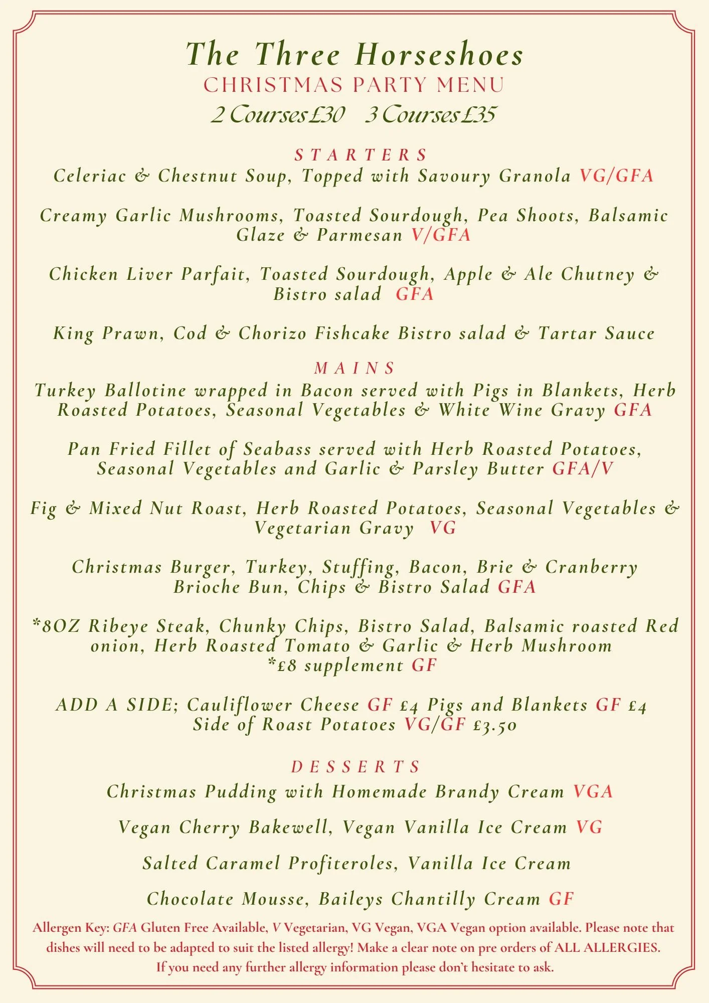 CHRISTMAS — THE THREE HORSESHOES