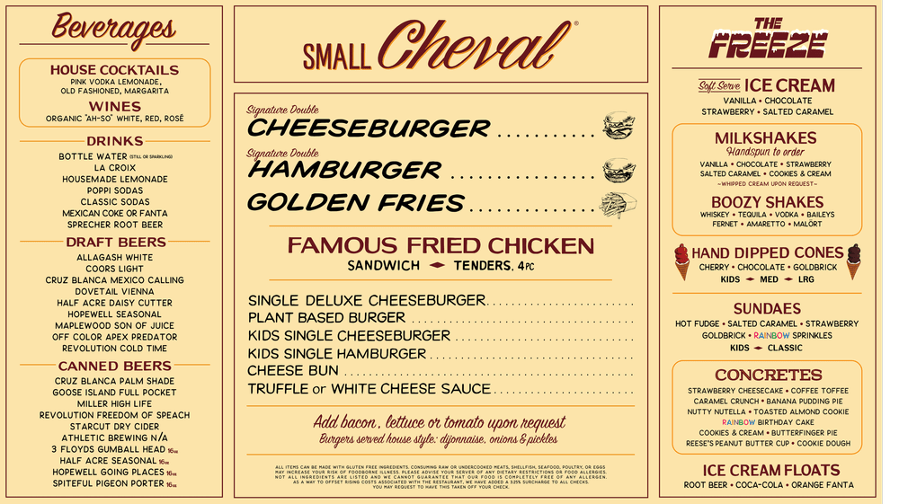 Menu » Signature Burgers | Golden Fries | Ice Cream — Small Cheval ...